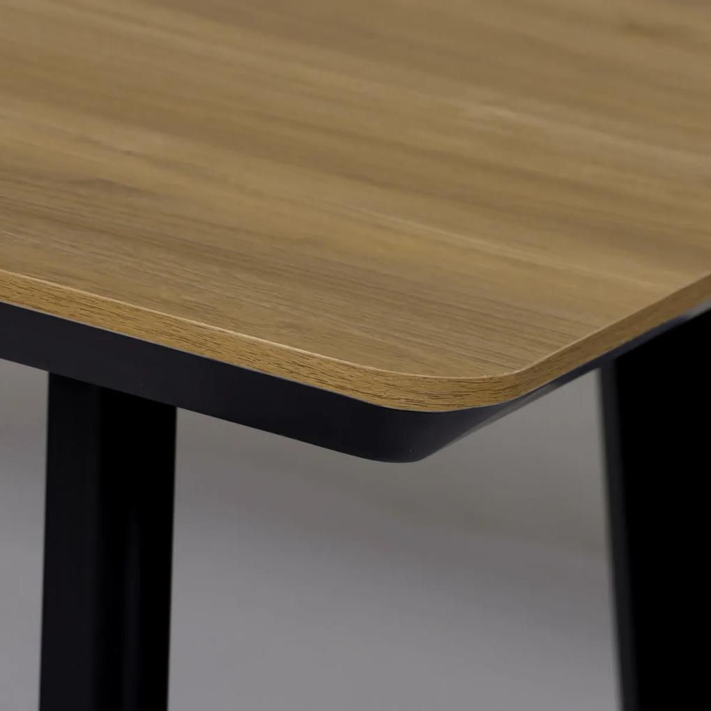AUTRONIC Jídelní stůl, 160x90x76 cm, MDF deska, dýha ostín dub, kovové nohy, černý lak