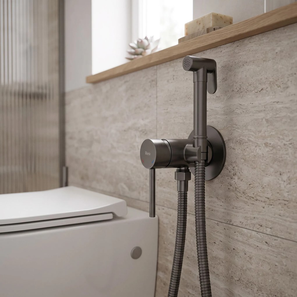 Rea Clif Foss, podomítková bidetová baterie, titanová, REA-B1490