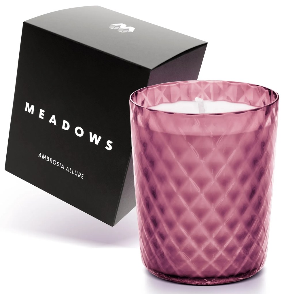 MEADOWS Vonná svíčka Meadows Ambrosia Allure 200 g, růžová barva, sklo, vosk