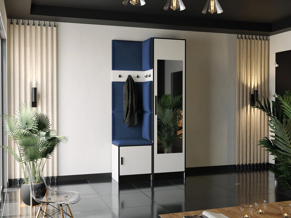Šatní skříň Roj11 - 106,4x205x39cm bílý + modrý