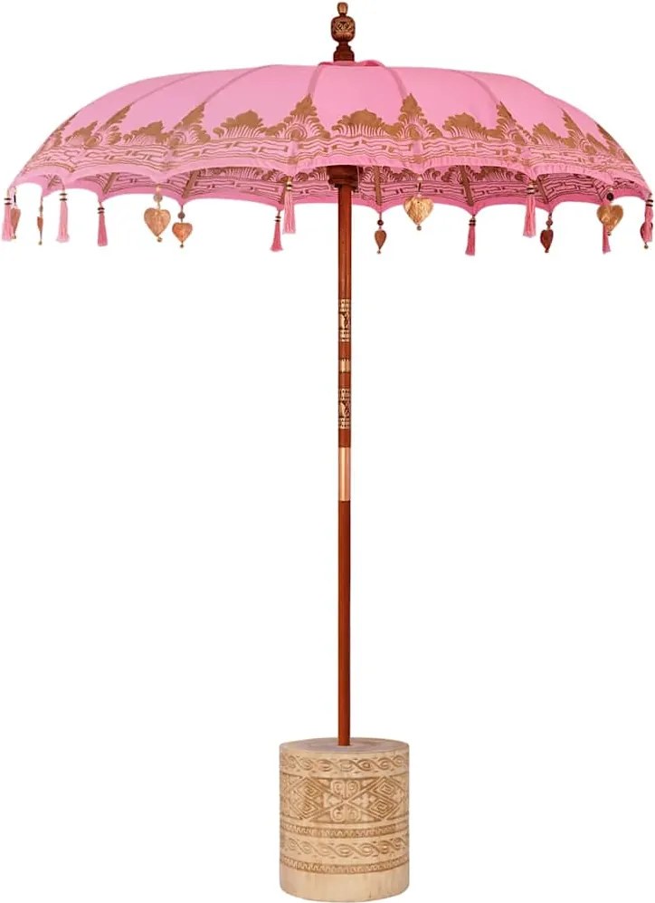 Balijský deštník se základnou Růžová 185 x 185 x 260 cm 3356904
