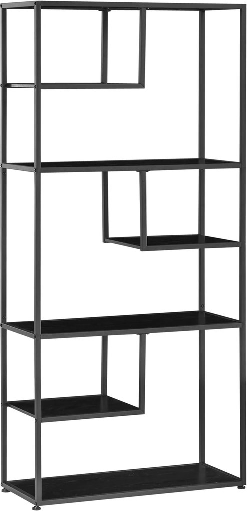 HOMCOM Knižní regál v industriálním stylu se 7 policemi a ocelovým rámem do obývacího pokoje, ložnice a kuchyně - 83x34x180 cm