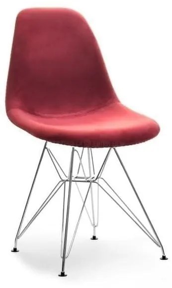 design4life Židle MIRKAS bordový velur bez područek - chromovaná podnož