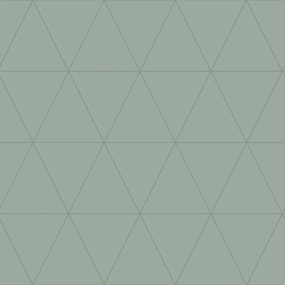 Origin Zelená vliesová tapeta, metalické obrysy trojúhelníků 347714 rozměry 0,53 x 10,05 m