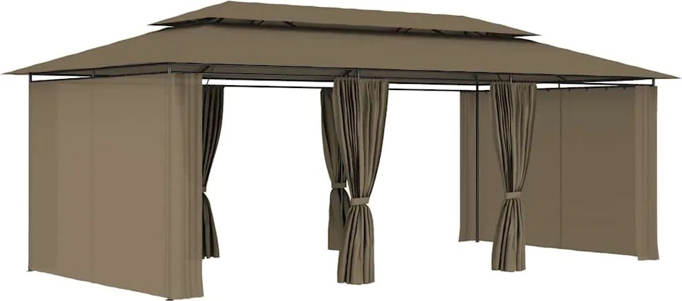 Altán se závěsy 600 x 298 x 270 cm taupe 180 g/m² 312247