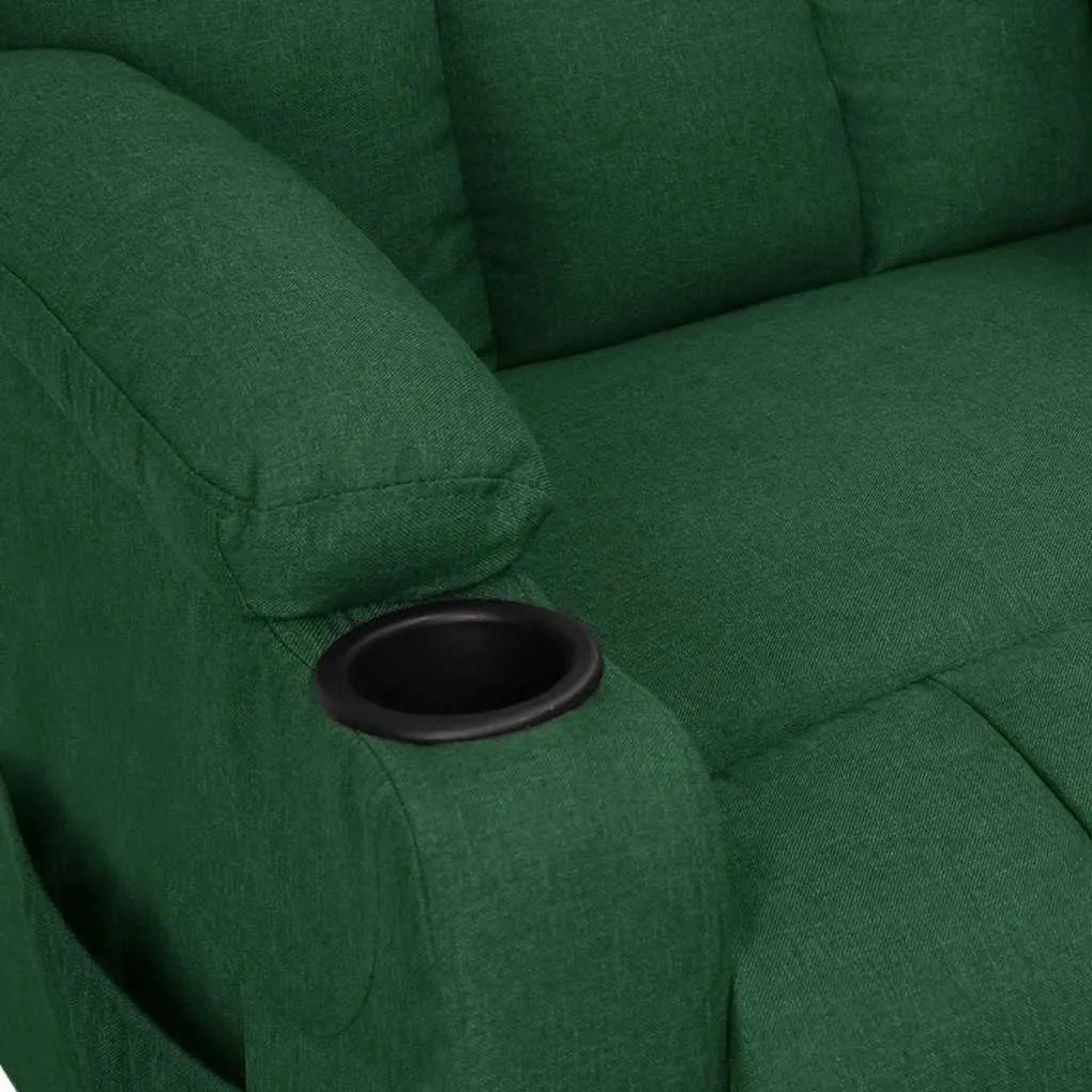 Elektrické masážní křeslo tmavě zelené textil 3098833