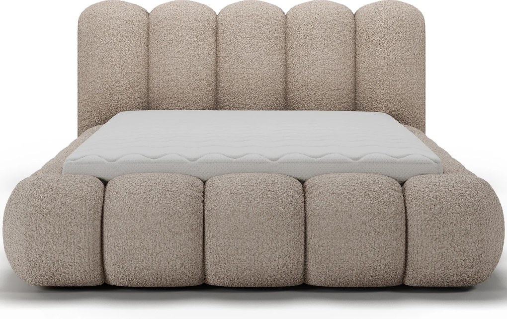 Postel Oloroso 180x200 s kovovým roštem a úložným prostorem, béžové bouclé