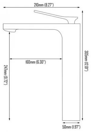 Rea Sonic, vysoká umyvadlová baterie h-305, černá matná, BAT-09854