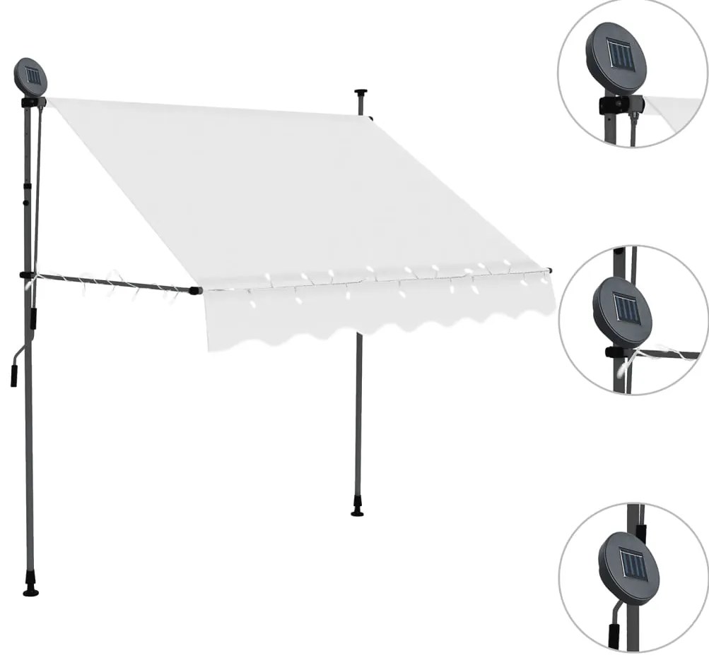 vidaXL Marketos Ručně zatahovací markýza s LED světlem 200 cm krémová