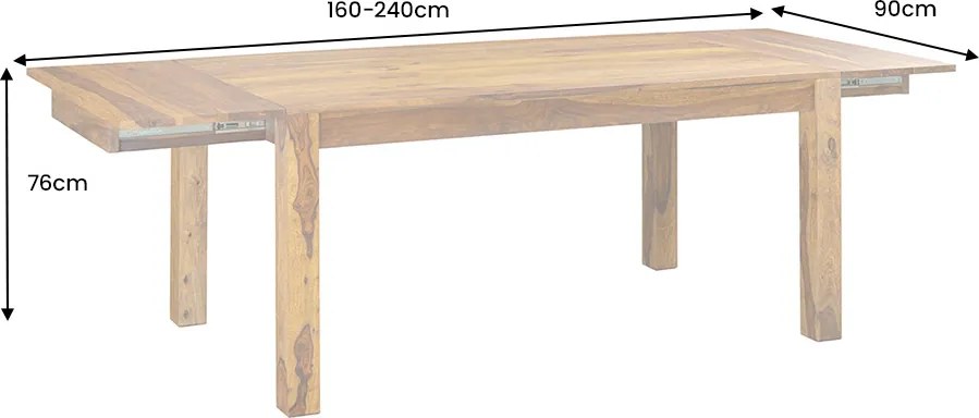 Rozkládací jídelní stůl z masivu Timber 160-240cm