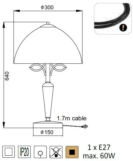 ACA DECOR Stolní lampička ELECTRA max. 60W/E27/230V/IP20