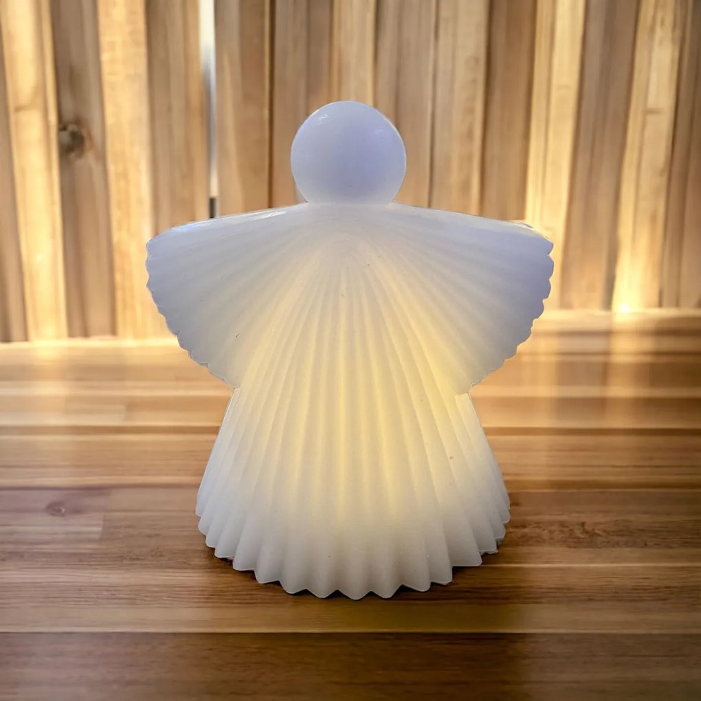 LED svíčka Anděl z pravého vosku na baterie, 11,2 × 12,5 cm, bílý, 2× AA