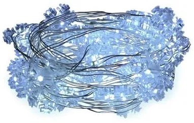 LED21 Řetěz vánoční 100 LED, 10m, 3xAA, sněhové vločky, bílá