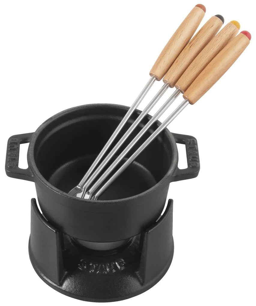 Staub mini fondue set, 4 ks vidličky 10 cm/0,25 l černý, 1400423