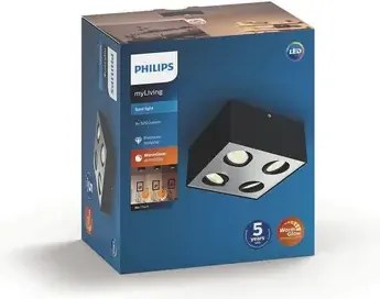 Philips Box 4x4.5W černá / LED stropní bodové svítidlo / 2000lm / 2200