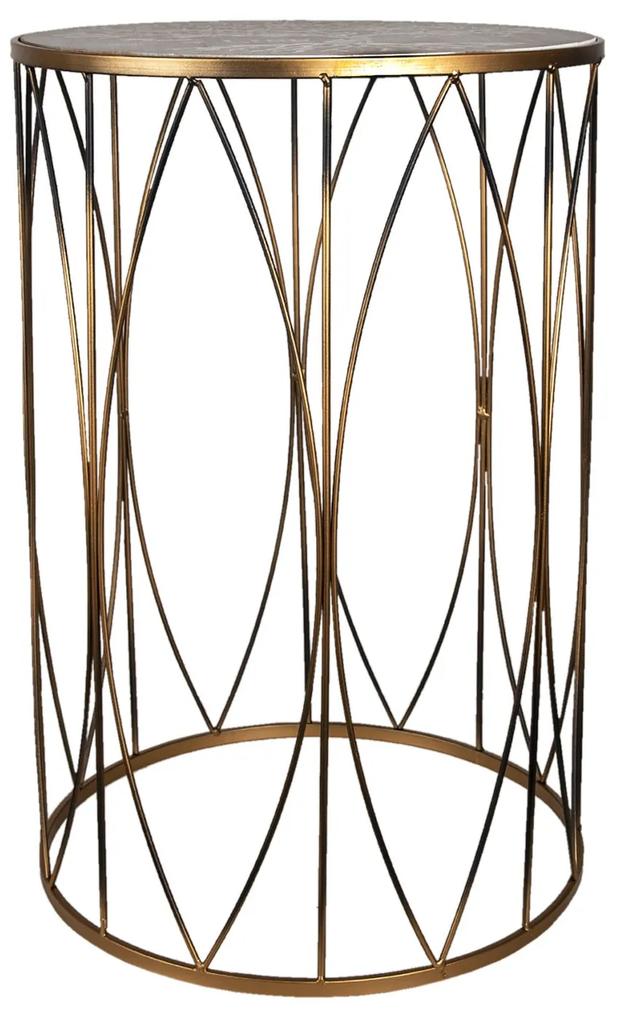 Zlatý kovový odkládací stolek Tree of Life - Ø 40*60 cm