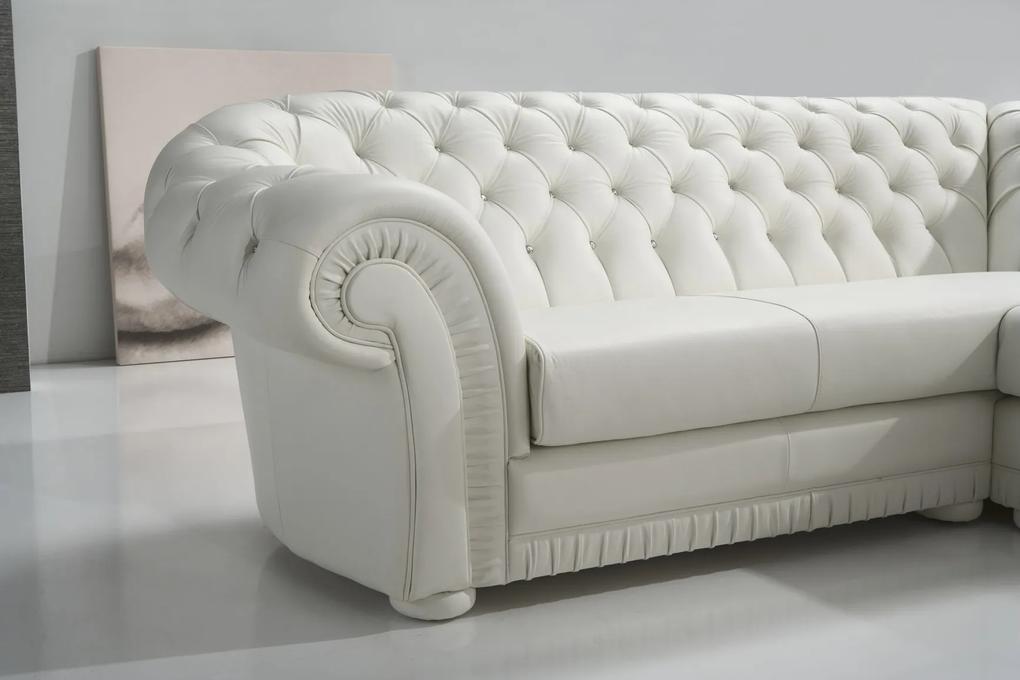 POLYFORMITALIA Luxusní sedačka CARDIFF Provedení: 2 maxi + roh. ukončení s opěrkou, Vzorník kůží: Spessorato D717 bianco