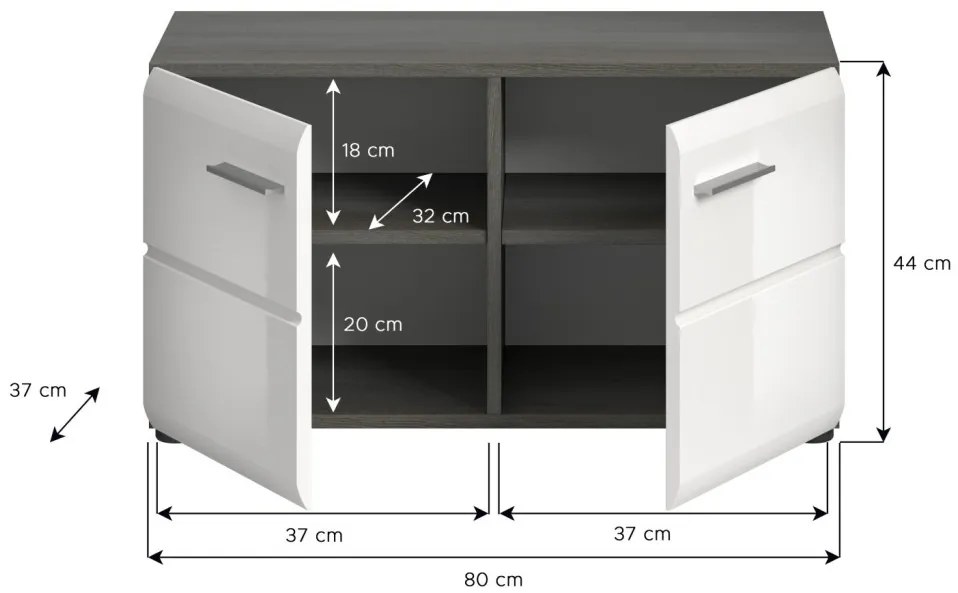 Předsíňová sestava Salsa (3-dílná), šedý dub/bílá lesk