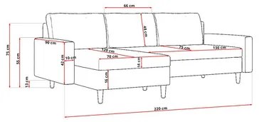 Rohová rozkládací sedací souprava ETNA Pravá Černá