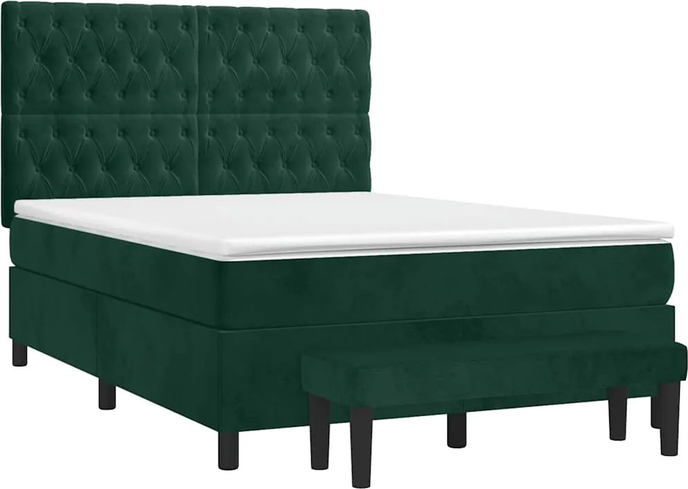 Box spring postel s matrací tmavě zelená 140x200 cm samet 3138028