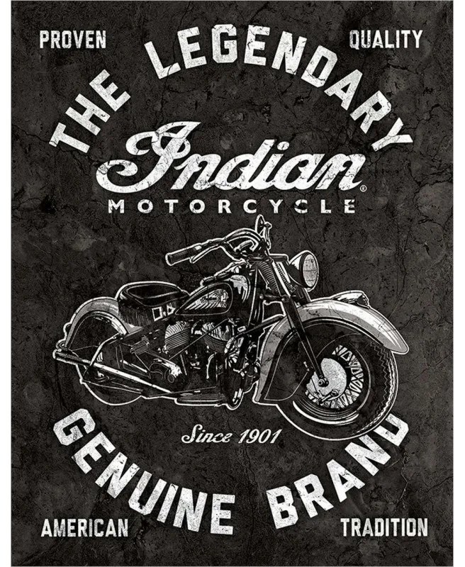 Plechová cedule Indian Motorcycles - Legendary 40 cm x 32 cm