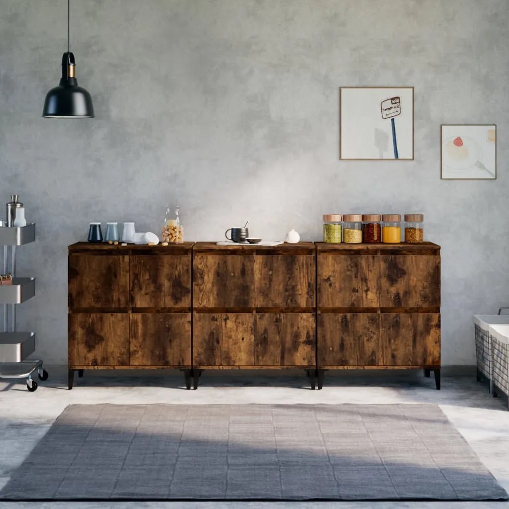 Příborníky 3 ks kouřový dub 60 x 35 x 70 cm kompozitní dřevo 3185780