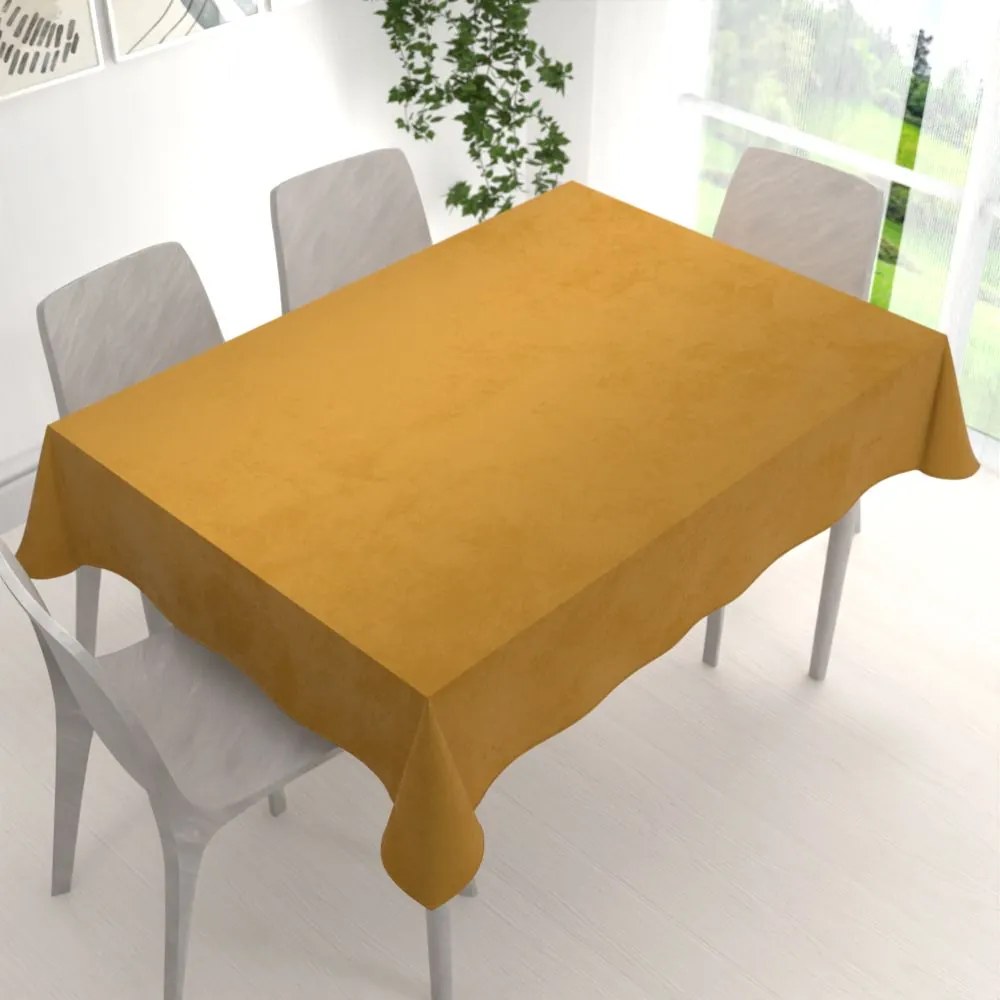 Biante Sametový obdélníkový ubrus Velvet Premium SVP-047 Hořčicový 120x200 cm