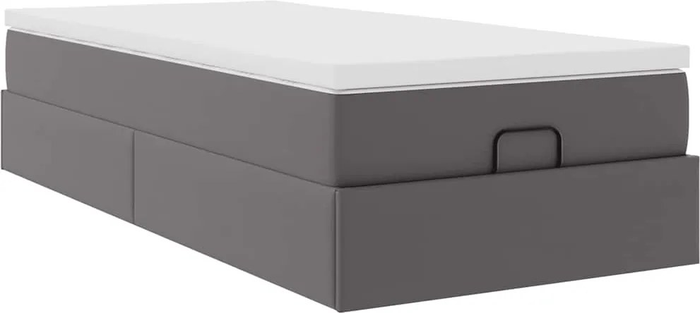 Osmanský rám postele s matrací šedá 80x200cm umělá kůže 3311009