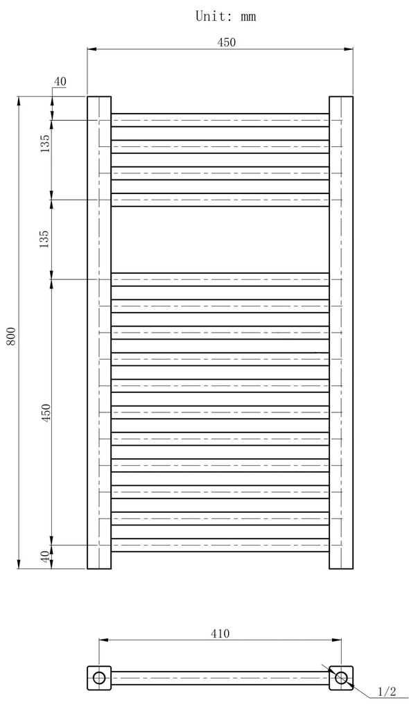 Gamma Erga Proper, topné těleso 800x450 mm, 428W, bílá, ERG-LAV-PROP-8045-WH