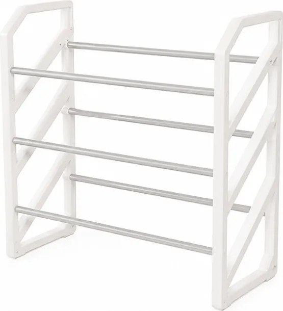 botník, 3 patra, kov/plast, 54x46x19 cm, chrom/bílá, Dekorino BB20260049