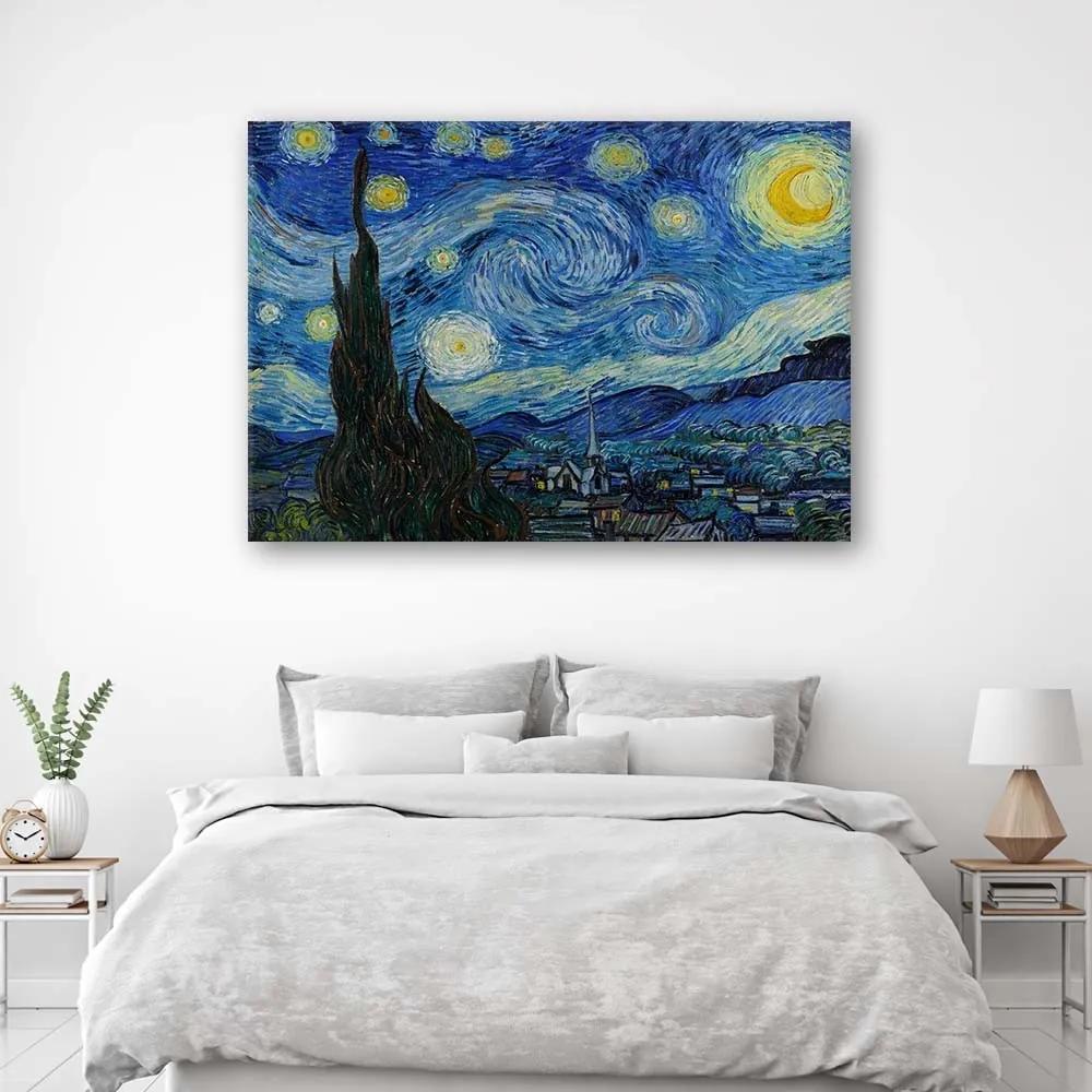 Obraz na plátně reprodukce hvězdné noci van gogh - 100x70 cm