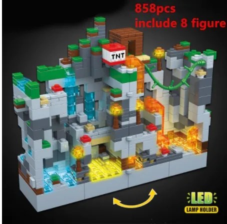 Stavebnice Minecraft s LED světýlky Varianta: 3 Džungle s lávou 858 dílků