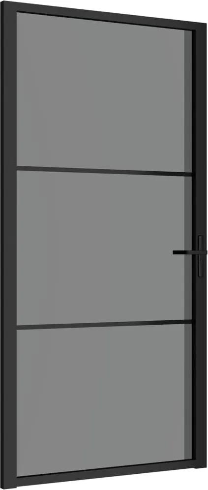 vidaXL Interiérové dveře 102,5 x 201,5 cm černé matné sklo a hliník [350563] Barva: Černá a tmavě průhledná