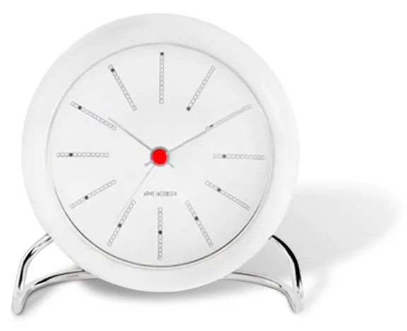 Stolní hodiny s budíkem Bankers White 11 cm Arne Jacobsen Clocks
