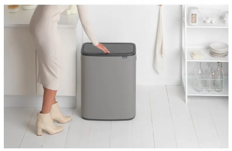 Brabantia BO TOUCH BIN Dotykový odpadkový koš 2x30 l - minerální světle šedá