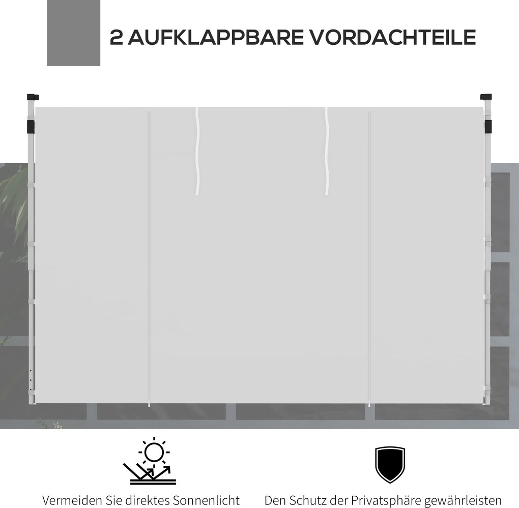 Boční panely altánu Outsunny sada 2 bočních panelů s oknem a dveřmi pro párty stan 3x3/3x6 m, Oxford, bílá