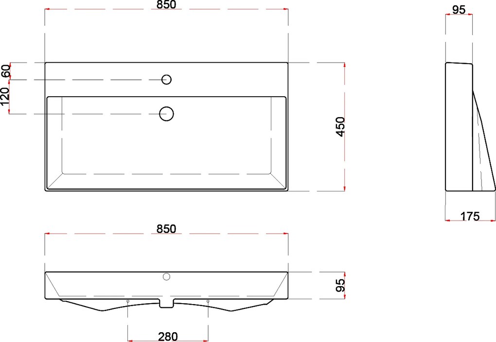 Sapho 17085 Kare 85 umyvadlo nábytkové 85x46 cm