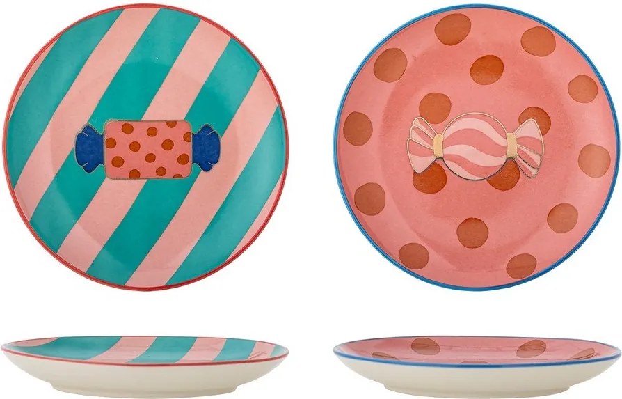 Růžové dezertní talíře v sadě 2 ks s vánočním motivem z kameniny ø 16 cm Caramella – Bloomingville
