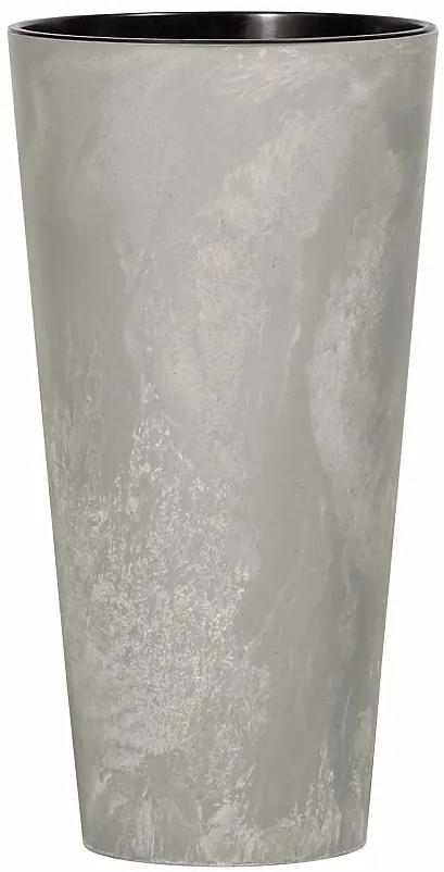 Prosperplast Květináč s vkladem TUBUS SLIM BETON EFFECT šedý 15cm