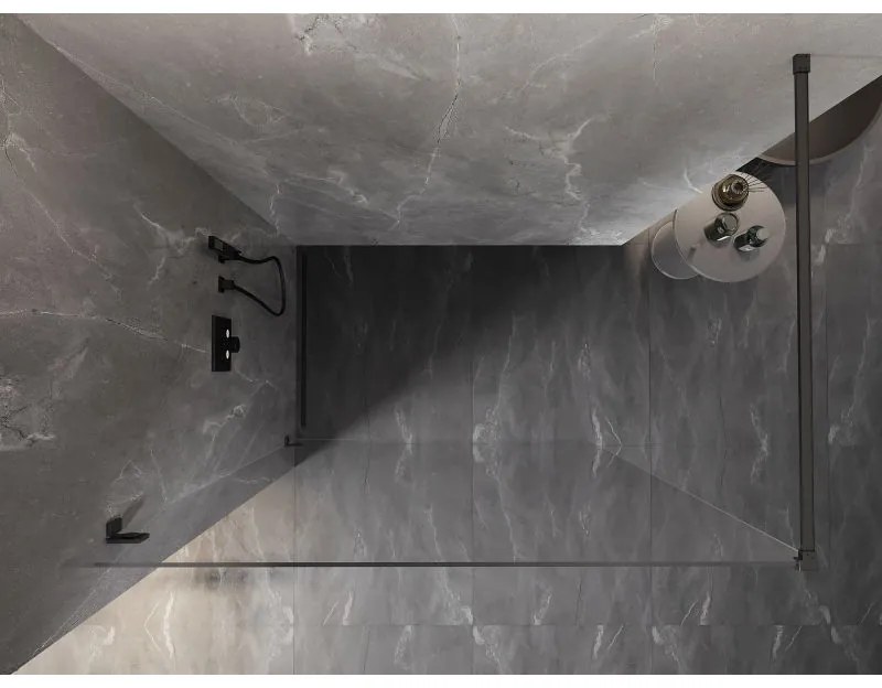 Mexen Lunar sprchová stěna levá 150 x 200 cm, 8mm čiré sklo, broušený grafit, 830-150-000-66-00-L