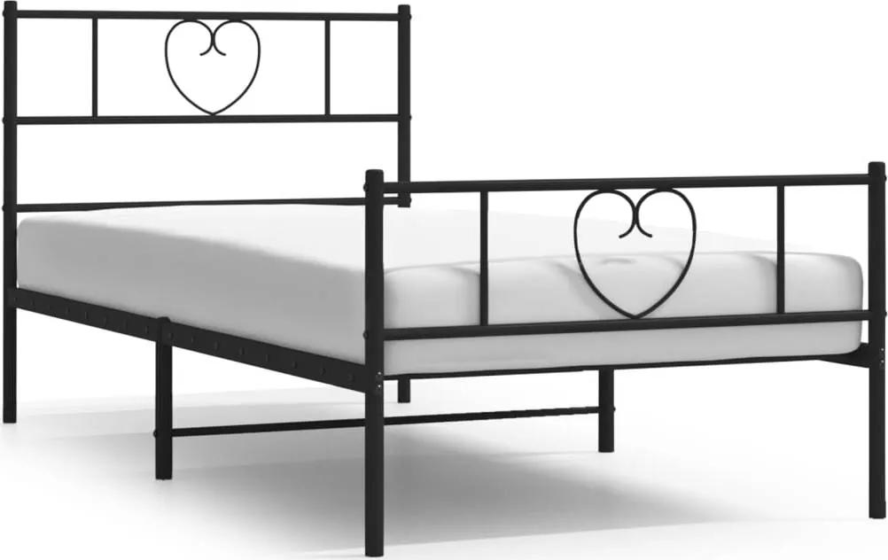 vidaXL Kovový rám postele s hlavovým a nožním čelem 100 x 200 cm [355476] Barva: Bílá