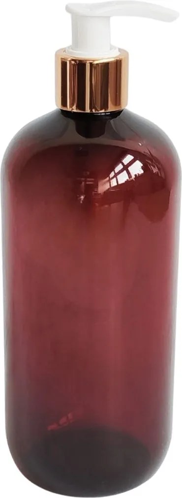 Dávkovač na mýdlo 500 ml hnědý s bílo-zlatou pumpičkou BELA