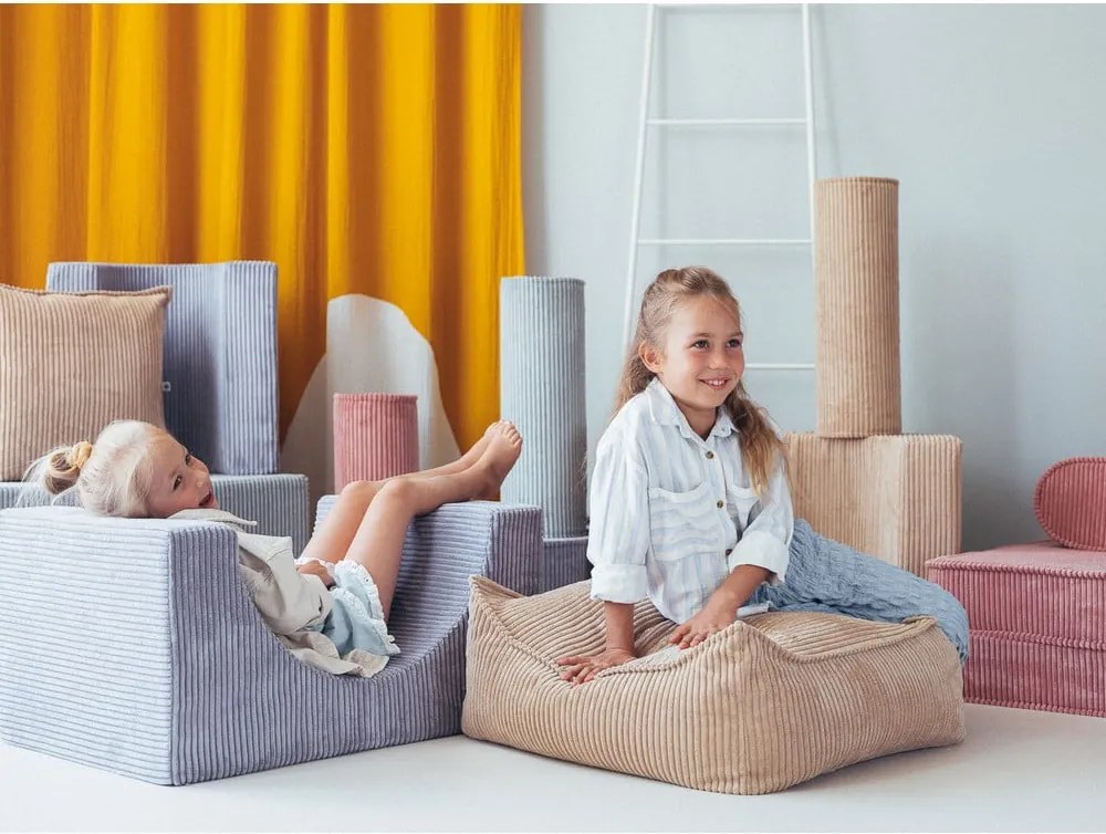 Modré manšestrové pěnové hřiště 75x49x37 cm Rainbow Montessori – Wigiwama