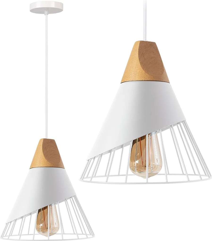 Toolight Toolight, závěsná stropní lampa 1xE27 APP226-1CP, bílá-hnědá, OSW-00893