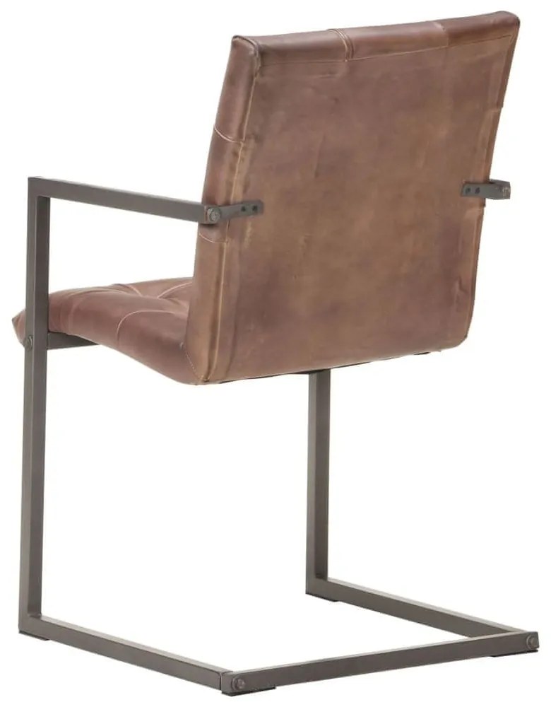 Petromila Konzolové jídelní židle 2 ks hnědé s ošoupáním pravá kůže