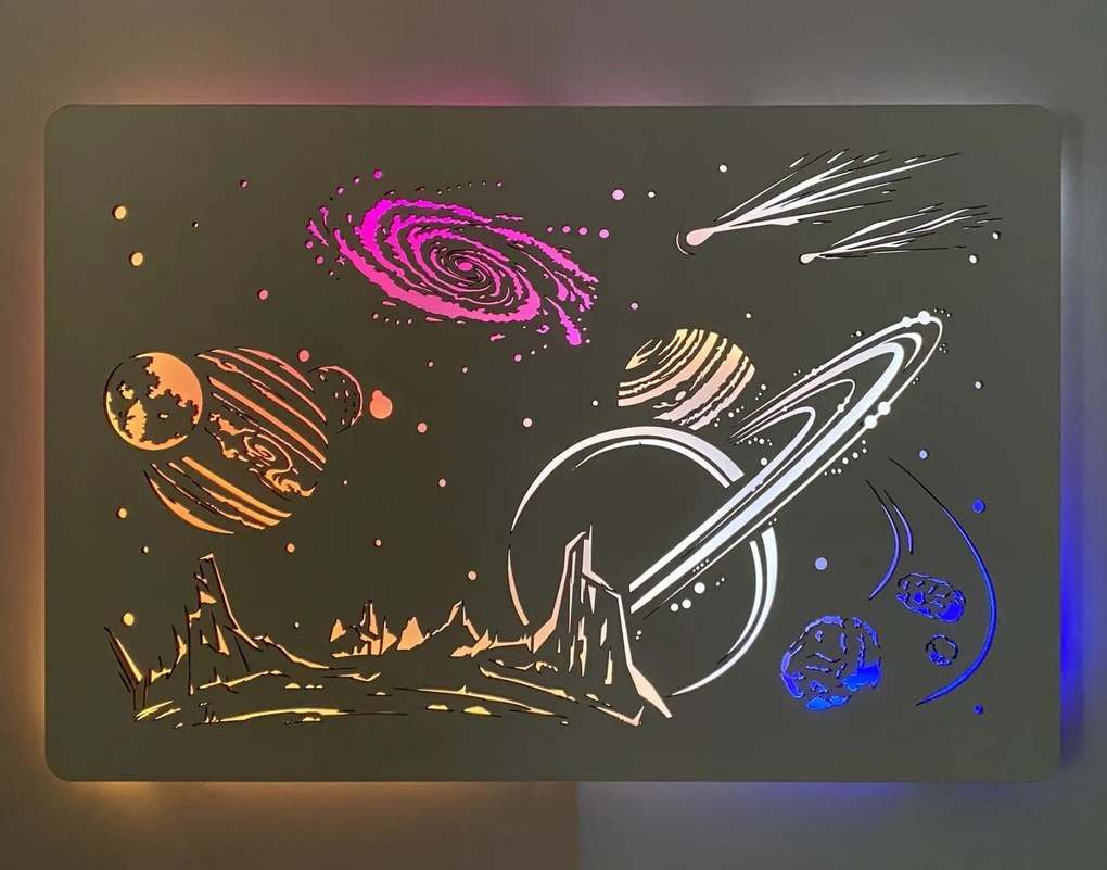 Li-Go "Vesmír" světelný obraz RGB 230V 90x60 cm provedení povrchu: bílá