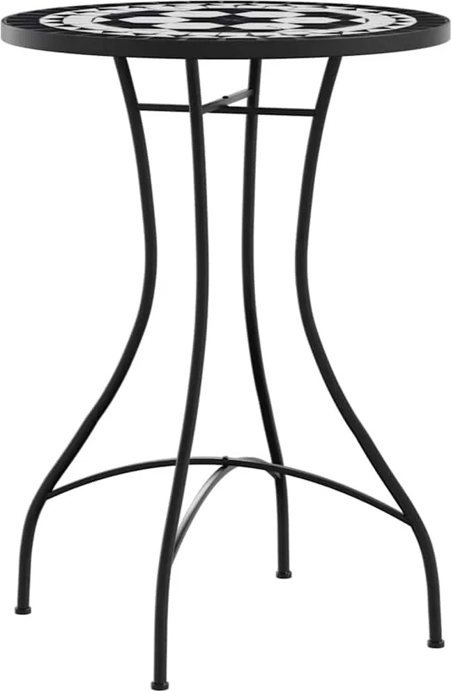 Mozaikový bistro set černý a bílý železo a keramika 3216354