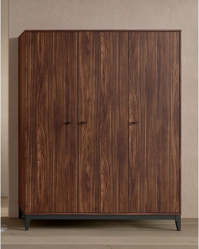Šatní skříň v dekoru ořechu v tmavě přírodní barvě 148x190x55 cm Ilyas – Vipack