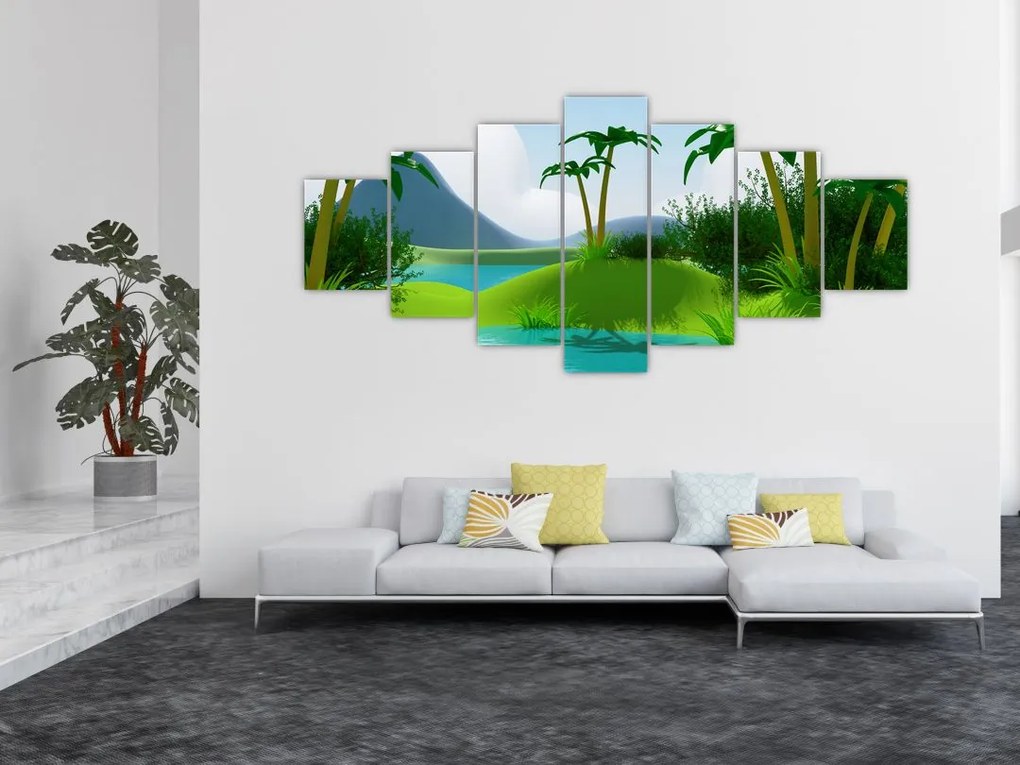 Obraz - Jezera v jungli (210x100 cm)
