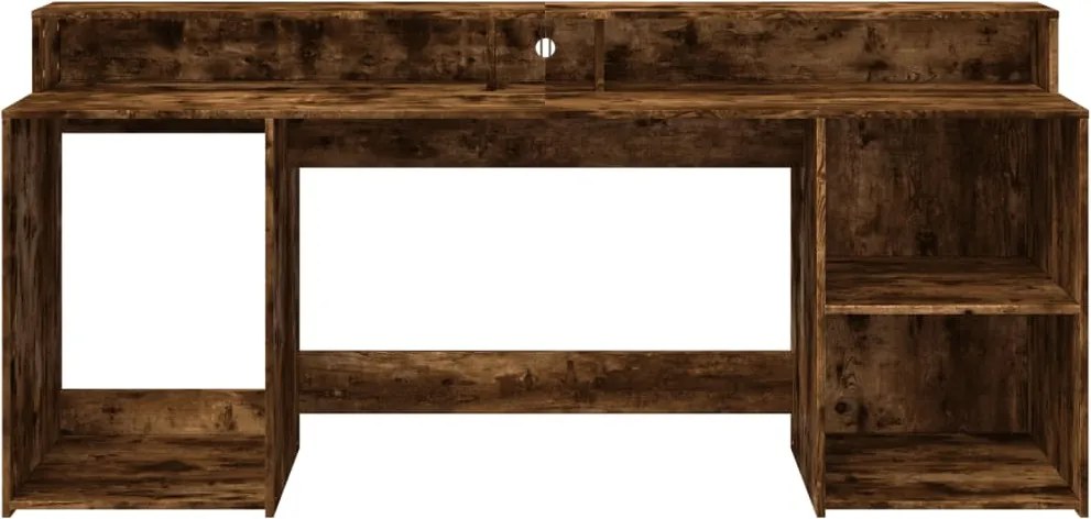 Psací stůl s LED kouřový dub 200 x 55 x 91 cm kompozitní dřevo 3309442